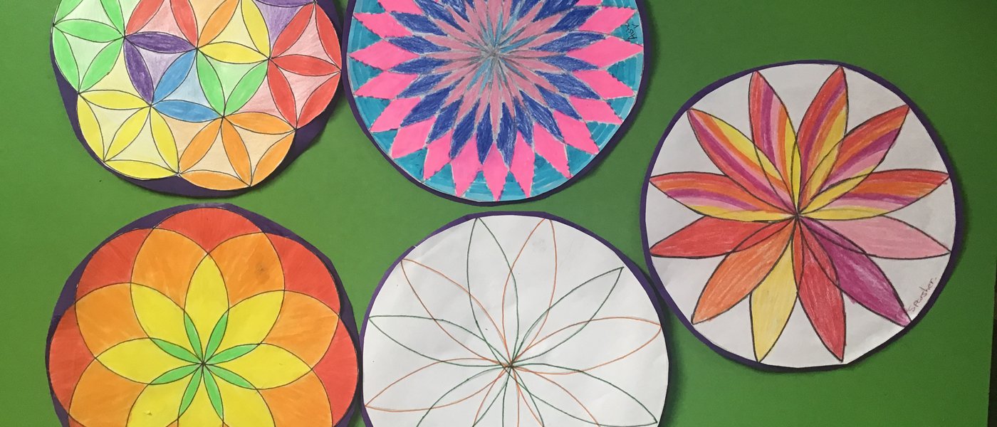 Year 6 math, drawing patterns using a compass - Braeside Thika